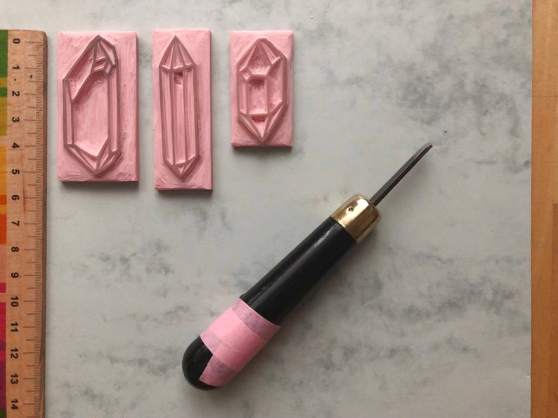 The Quartz Crystal Stone No. 1 Hand Carved Rubber Stamp, Raw Crystal ...