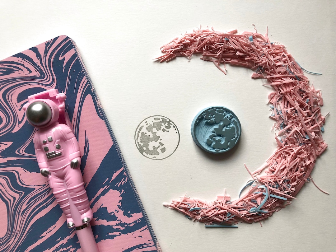 The Full Moon Hand Carved Stamps, Celestial Stamps, Moon Hand Carved ...