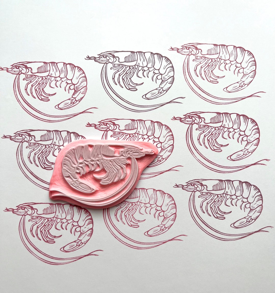 Shrimp Rubber Stamp, Prawn Art, Crevette Lobster Seafood, Sushi Lover ...
