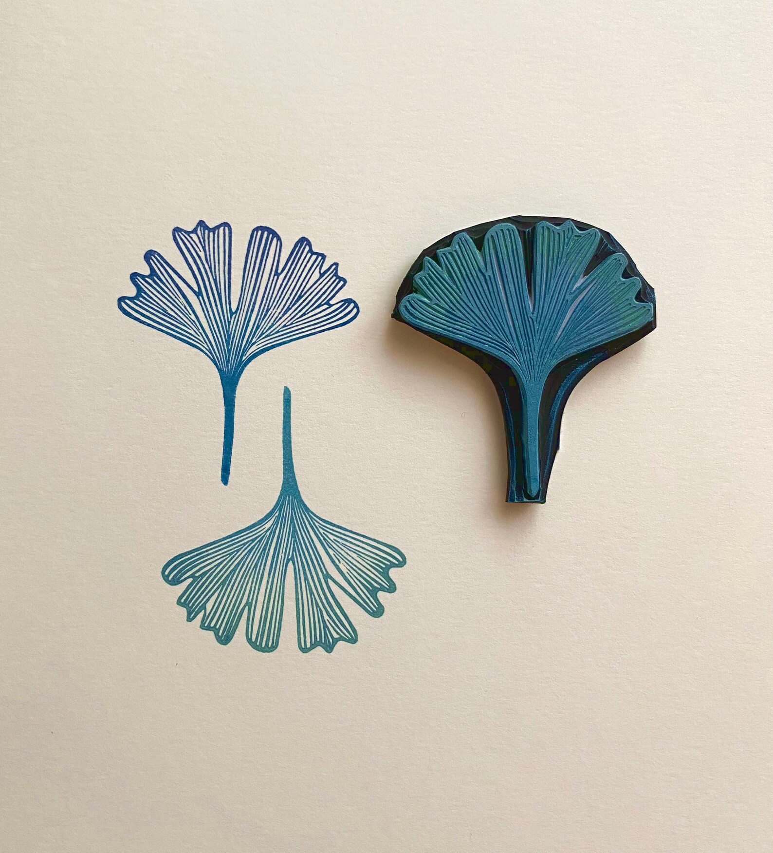 Ginkgo Leaf Rubber Stamp, Hand Carved Botanical Ginko Leaf Art, Ginko ...