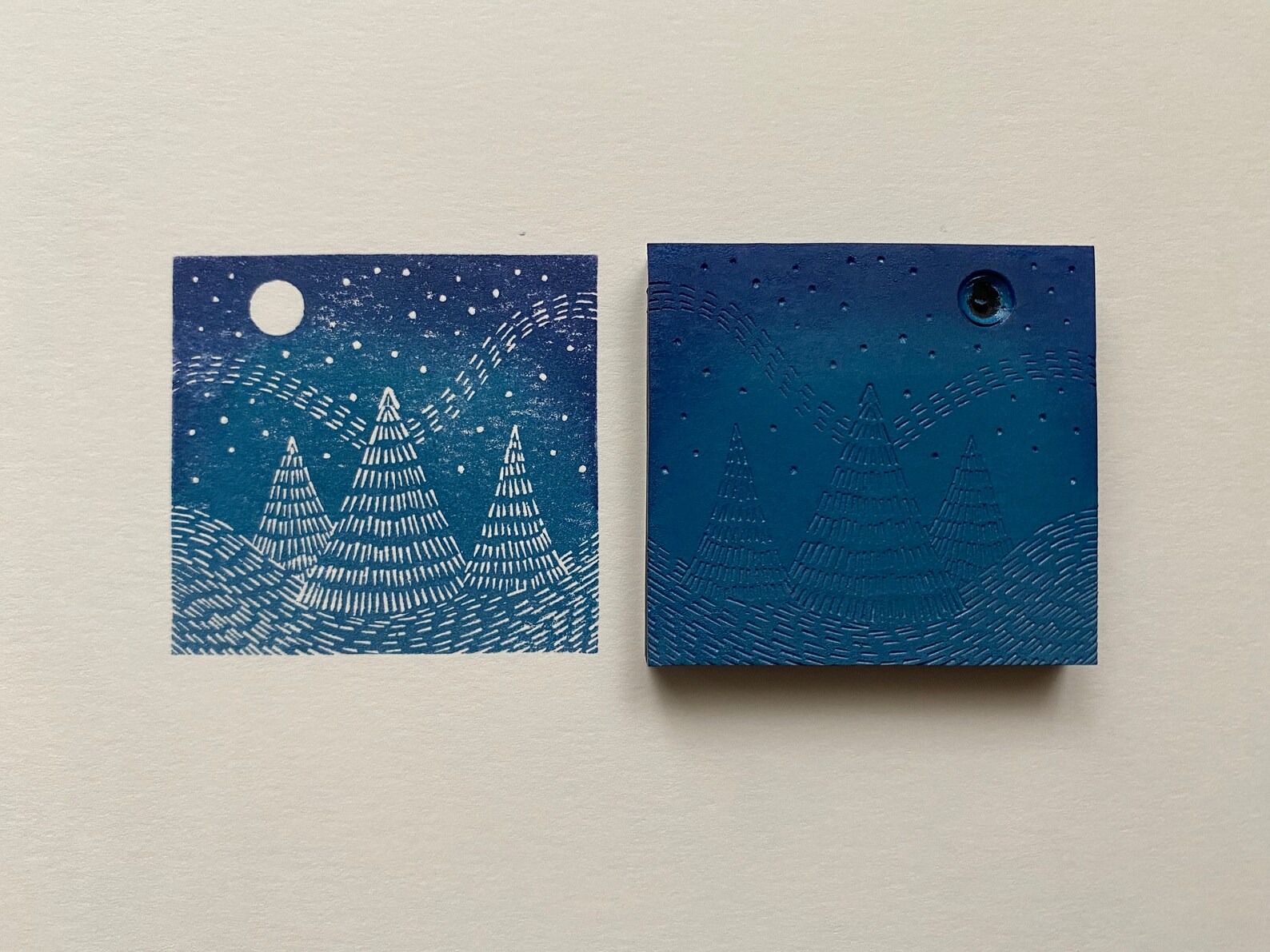 Winter Landscape Rubber Stamp Christmas Tree Art Stamps Diy - Etsy