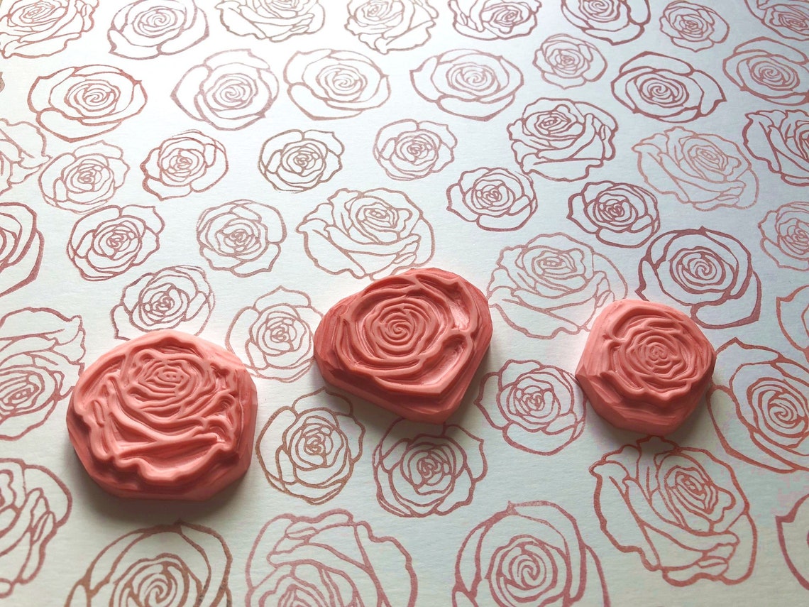Rose Hand Carved Stamp Flower Stamp Rose Art Print Roses - Etsy