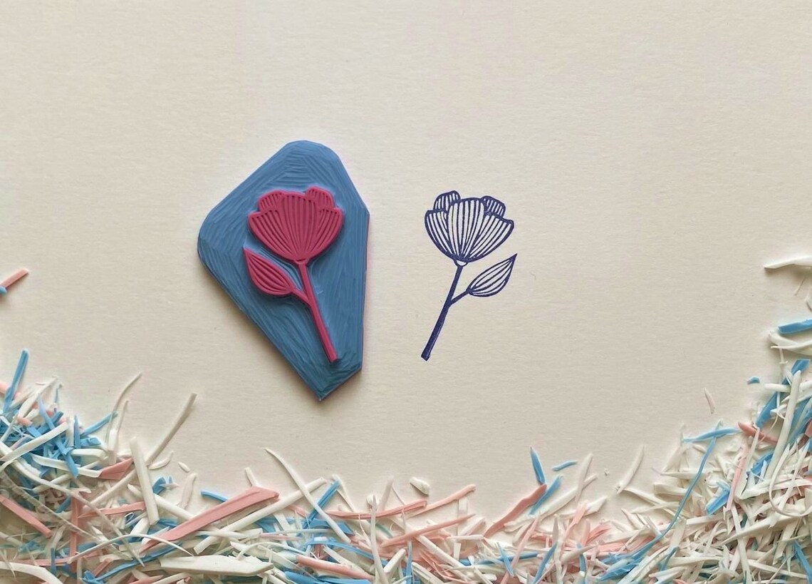 Flower Hand Carved Stamp Botanical Stamp Botanic Pattern - Etsy