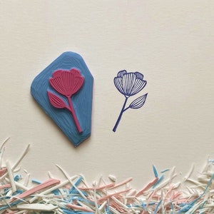 Flower Hand Carved Stamp, Botanical Stamp, Botanic Pattern, Meadow ...