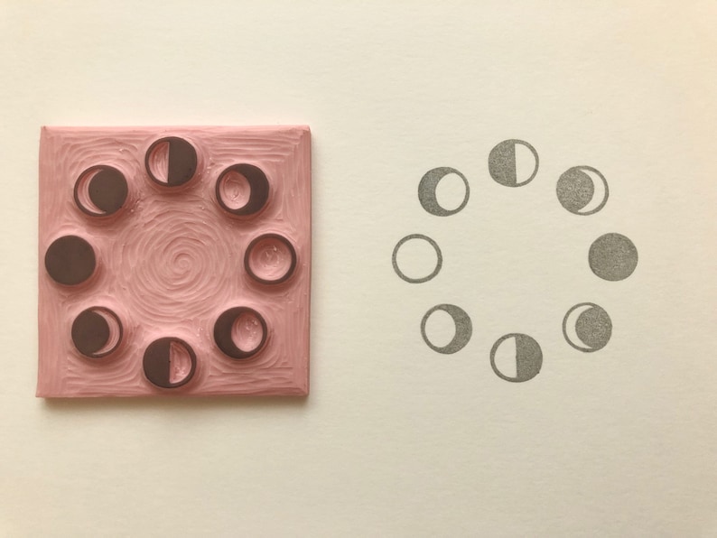 Moon Phases / Celestial Stamps / Moon Hand Carved Stamp / | Etsy