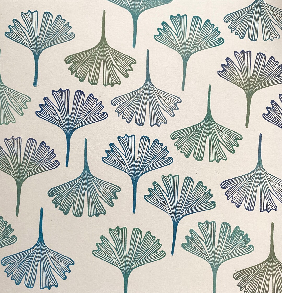 Ginkgo Leaf Rubber Stamp, Hand Carved Botanical Ginko Leaf Art, Ginko ...
