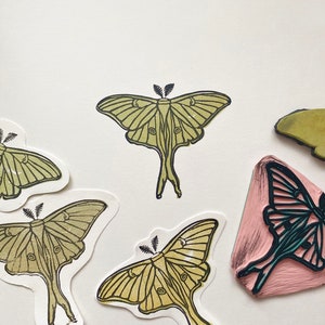 Luna Moth Hand Carved Stamp, Luna Moth Artwork Set of 2 Stamps, Wild ...