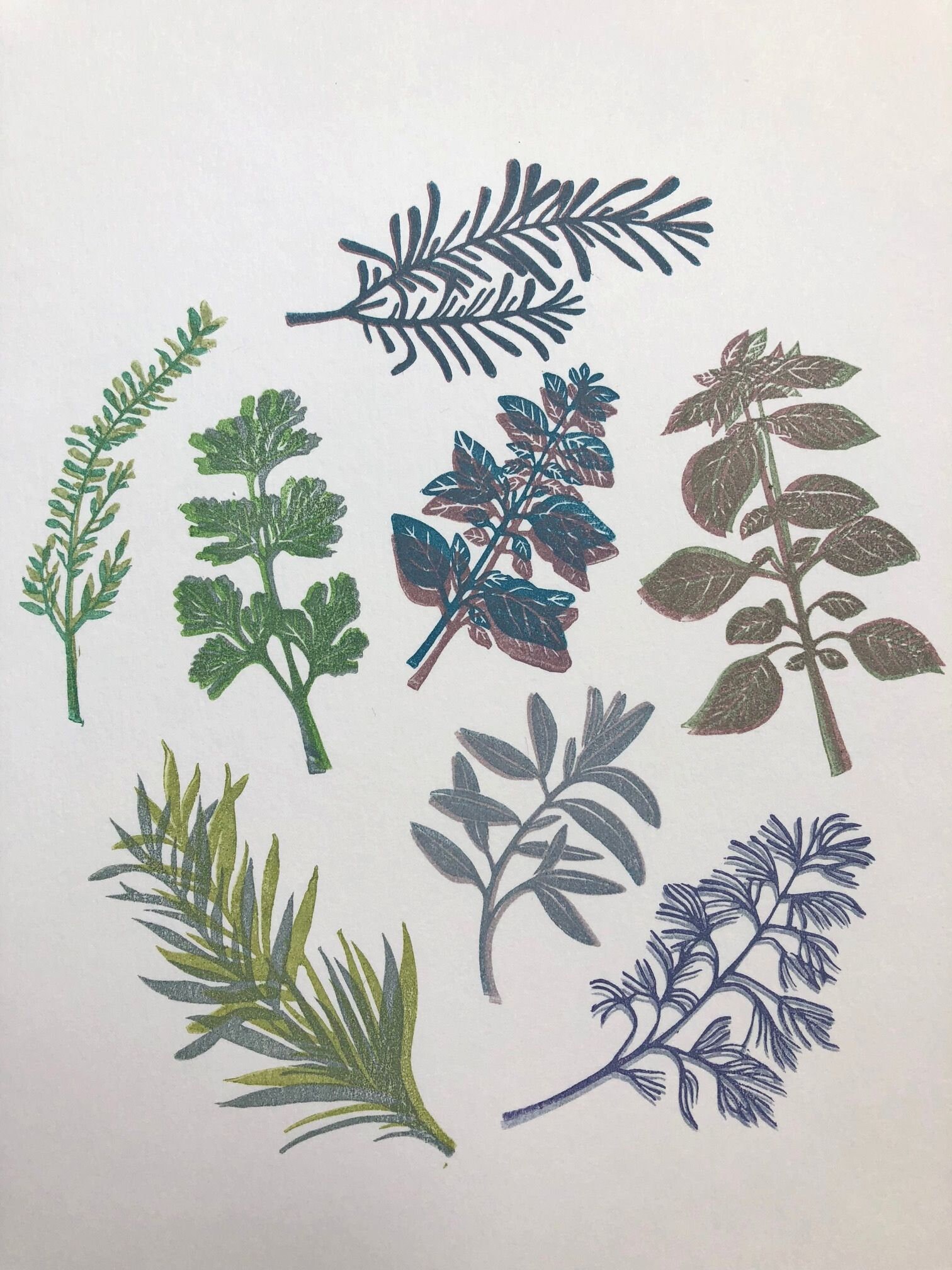 Herbs Hand Carved Rubber Stamp, Herbal Art, Herbarium, Herb Art Set ...