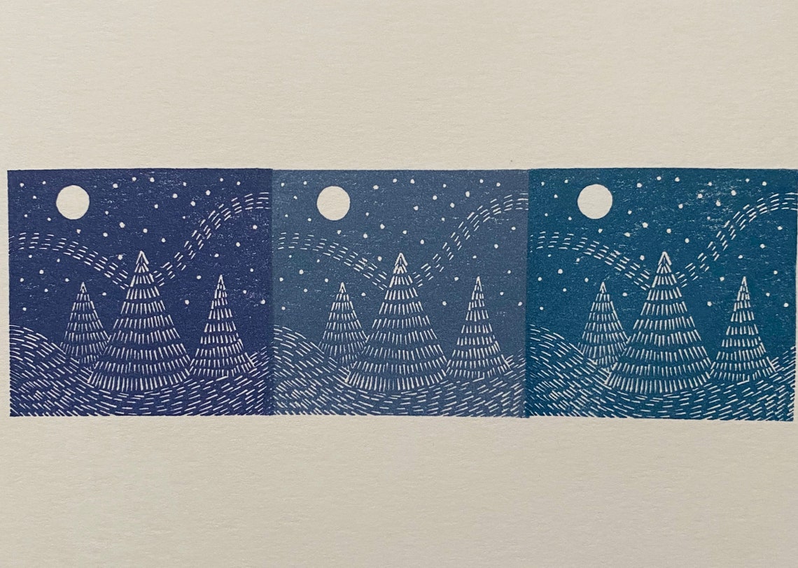 Winter Landscape Rubber Stamp Christmas Tree Art Stamps Diy - Etsy