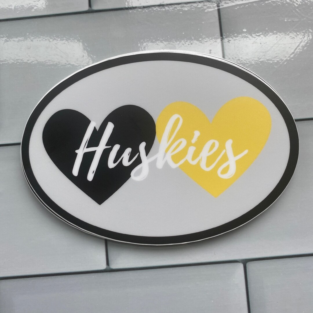 4” Oval Huskies Hearts Sticker MTU - Etsy