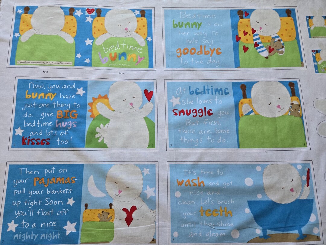 Bedtime Bunny Fabric Story Book Panel - Etsy