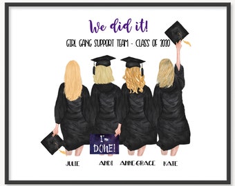 Personalized Graduation Print Gift Group of Friends College | Etsy