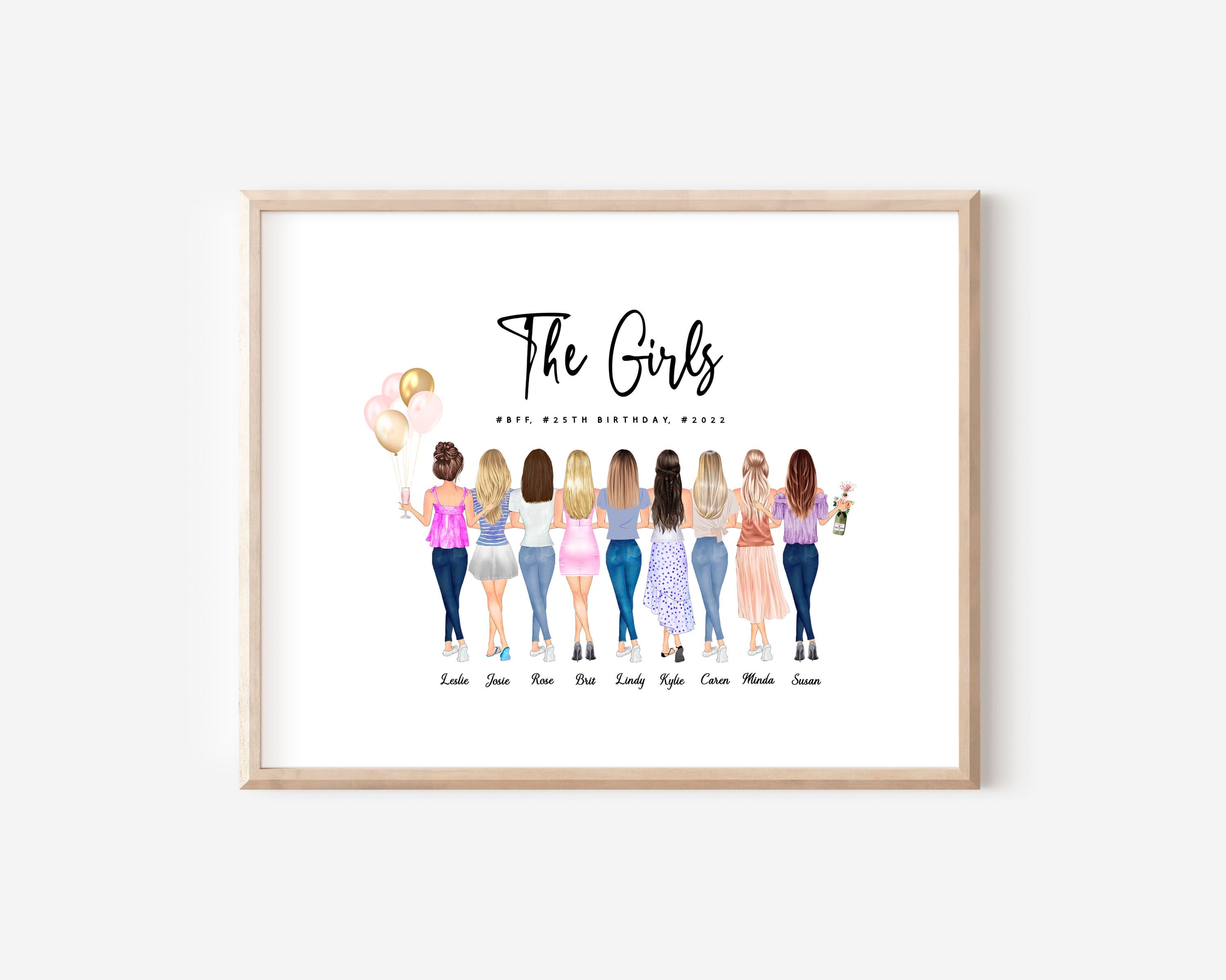 Group of Friends Print Group Friendship Print Custom Best | Etsy