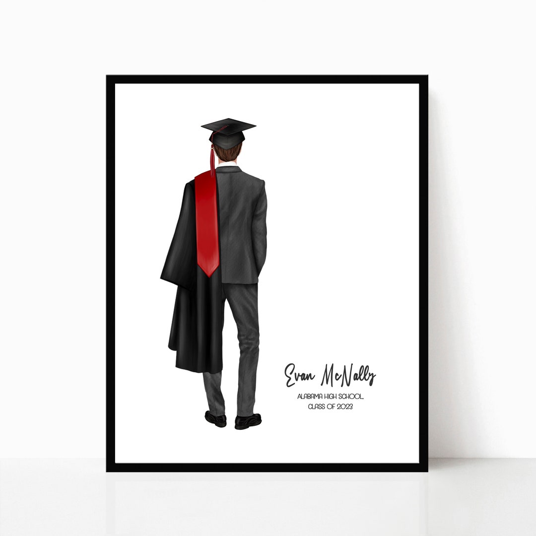 Male Graduation Digital Print | Personalized Grad Gift for Son | Custom ...