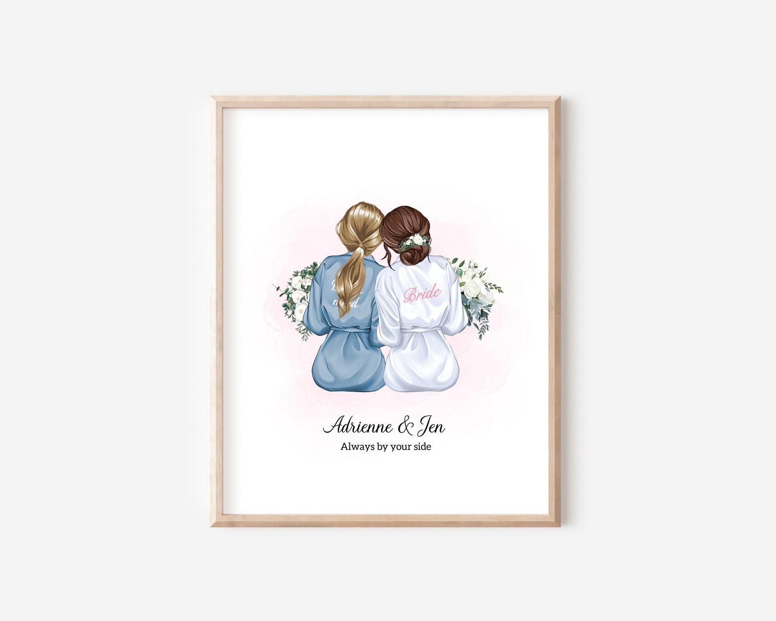 Bride and Bridesmaid Drawing, Will You Be My MOH, Customized Bridesmaid ...