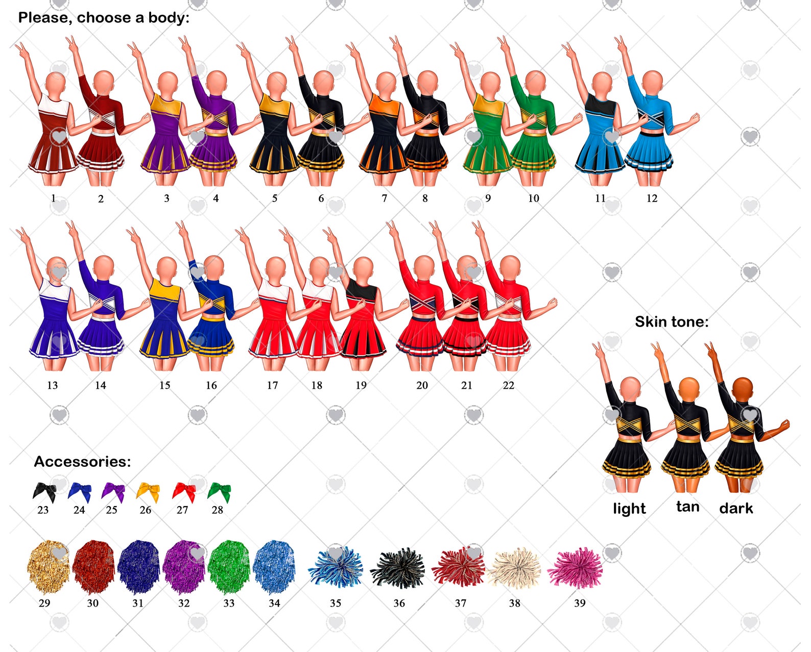 Custom Cheerleaders Print Illustration, Cheer Team Personalized Print ...