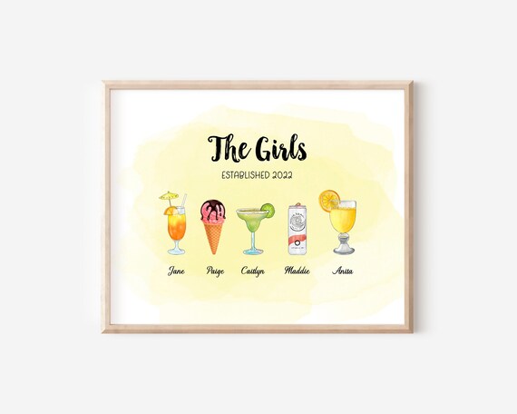 Custom Cocktails Print Personalized Roommates Drink Poster - Etsy