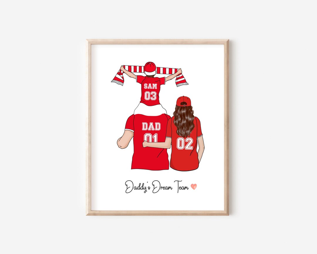 Daddy's Dream Team Personalised Print, Football Family Print, Father's ...
