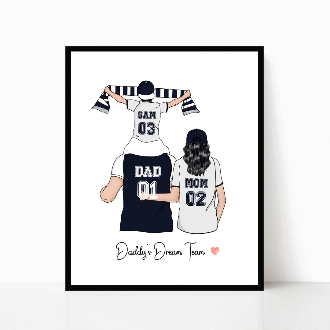 Daddy and Daughter Dream Team Personalised Prnt, Family Team, Soccer ...