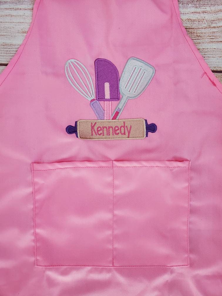 Personalized Adjustable Pink and Purple Child's Apron With Pockets ...