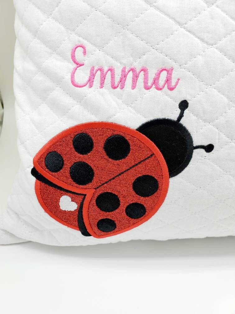 Girls ladybug pocket pillow with handle Little girls | Etsy