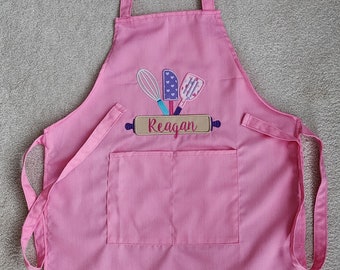 Personalized Adjustable Pink and Purple Child's Apron With Pockets ...