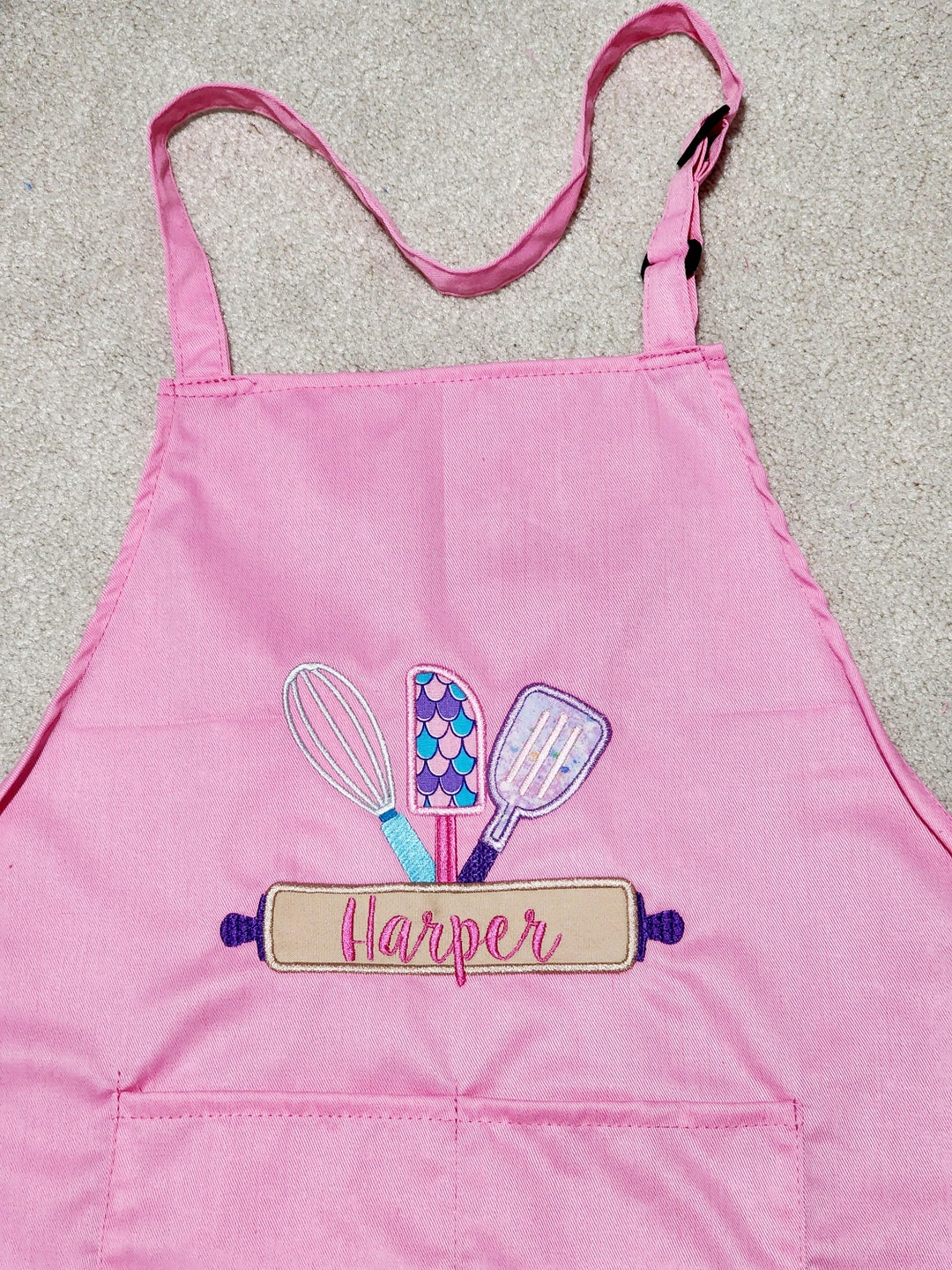 Personalized Adjustable Pink,white and Purple Child's Apron With ...
