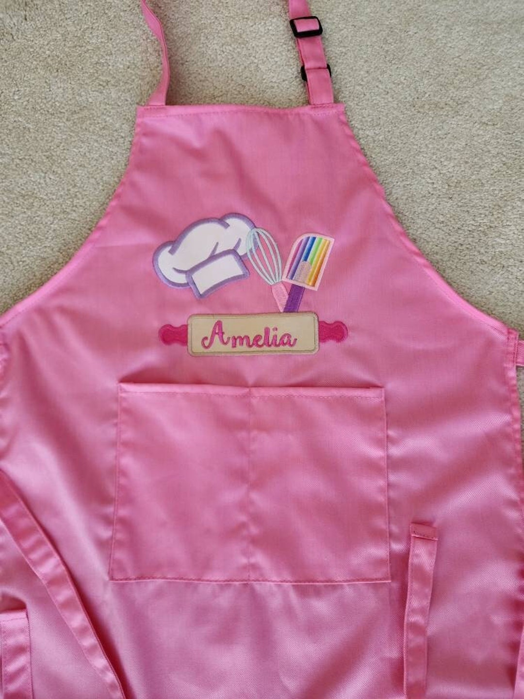 Personalized Adjustable Pink, White and Purple Child's Apron, Chef ...
