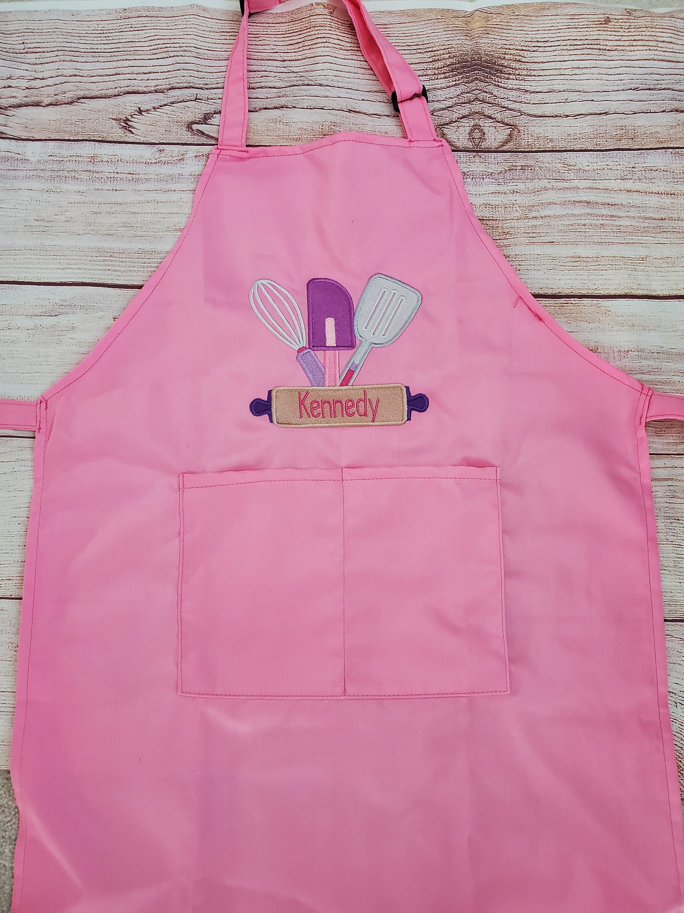 Personalized Adjustable Pink and Purple Child's Apron With Pockets ...