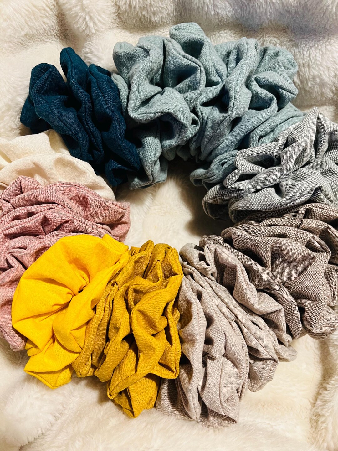 Hand Sewn Natural Linen Scrunchie/valentines Gift Basket Stuffer ...