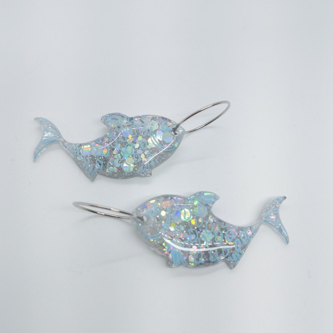 Fish Hoop Earrings - Phantom Glitter - Gifts for Teachers, Lucky Fish ...