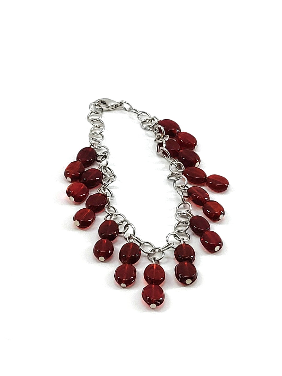 Red Bead Charm Bracelet / Dangle Bracelet / Red Jewelry / Gifts for Her ...