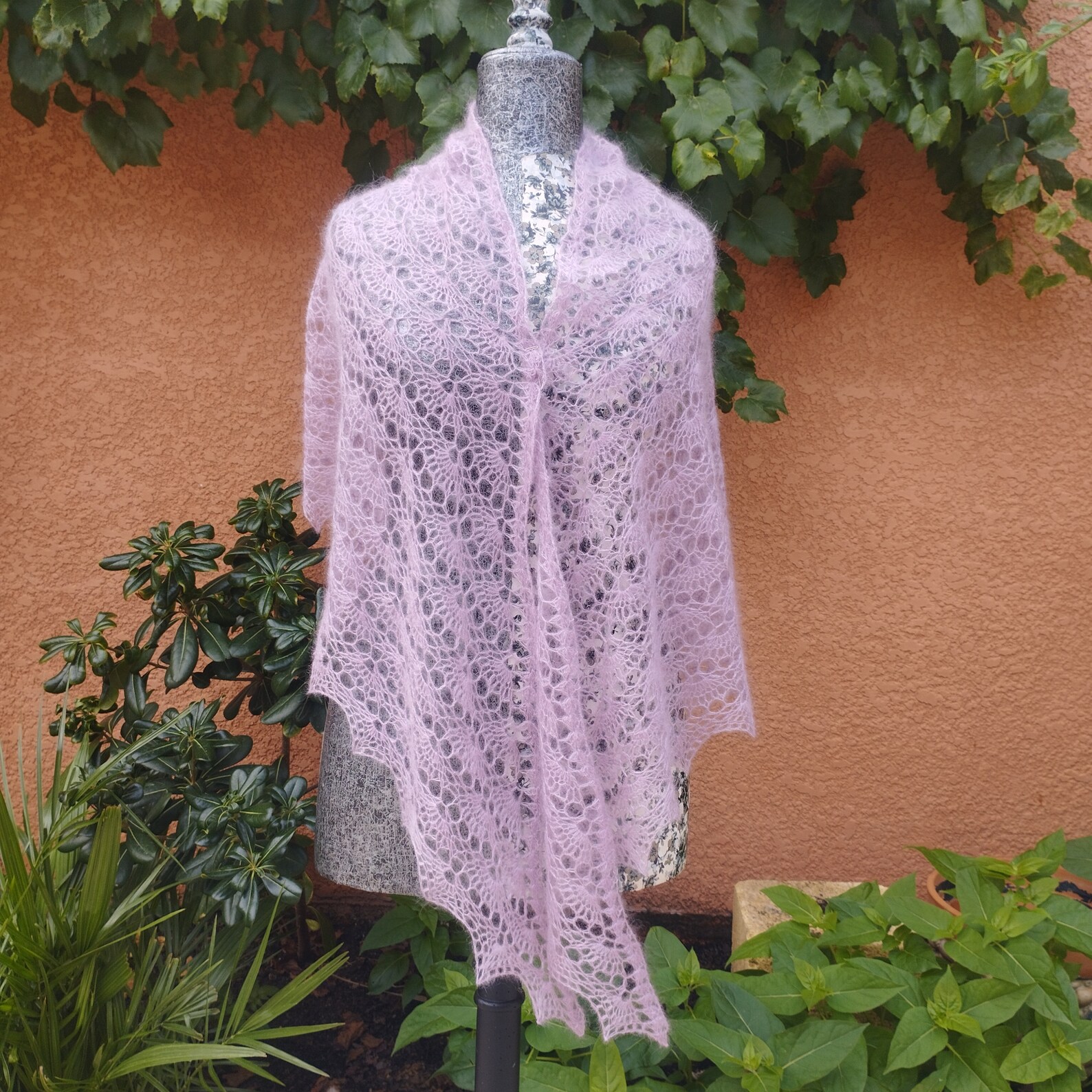 Pink Lilac Shawl, Hand Crocheted in Kid Mohair and Silk Yarn - Etsy