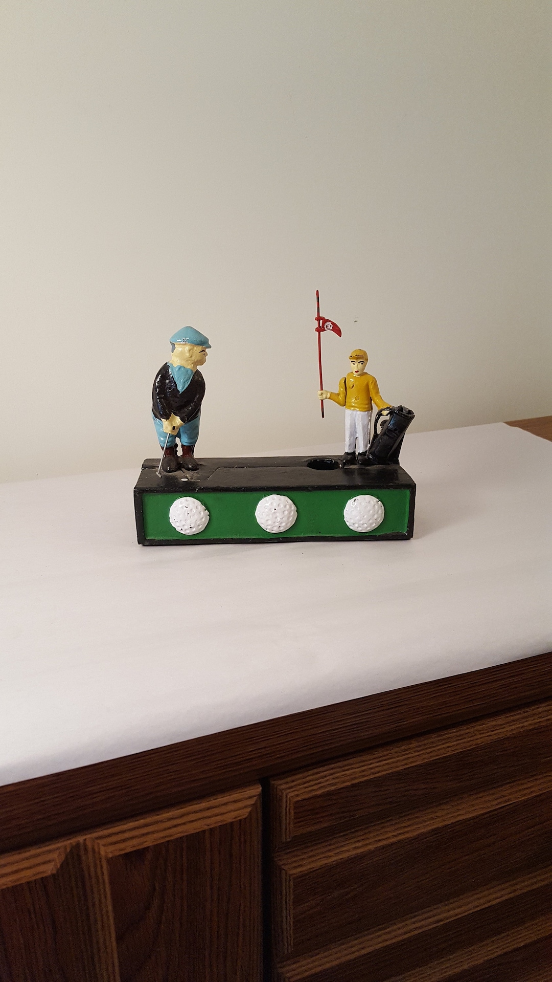 Golfers Bank, Cast Iron Mechanical Bank, Vintage Replica, Working ...
