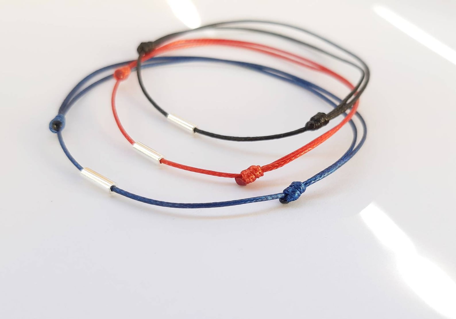 Minimalist String Cord Bracelet With Silver Bead, Gift Idea for Her - Etsy