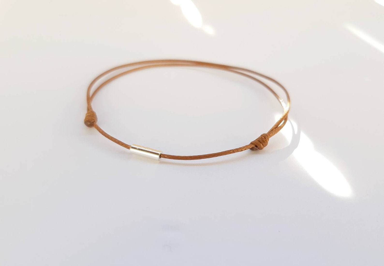 Minimalist String Cord Bracelet With Silver Bead, Gift Idea for Her - Etsy
