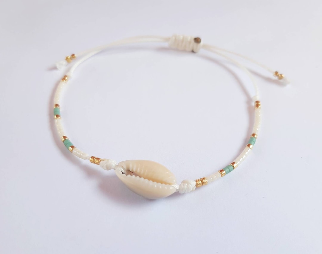 Shell Bracelet With String Cord and Miyuki Beads for Friendship Gift ...