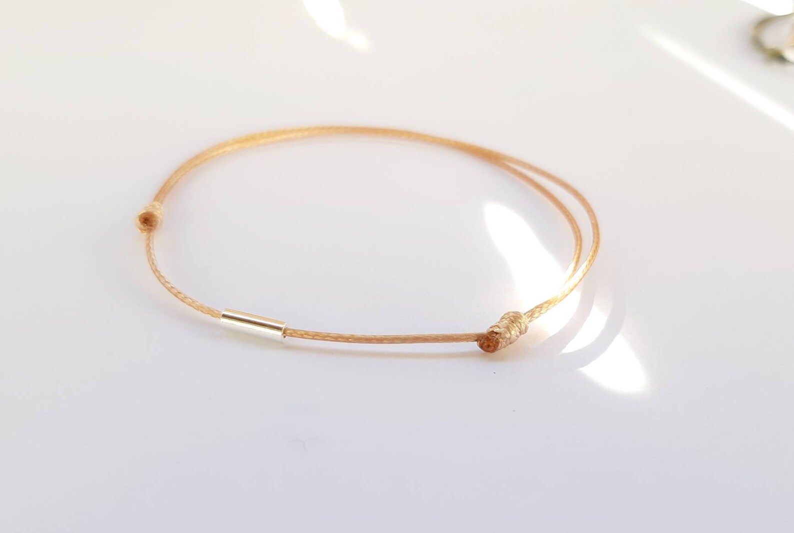Minimalist String Cord Bracelet With Silver Bead, Gift Idea for Her - Etsy