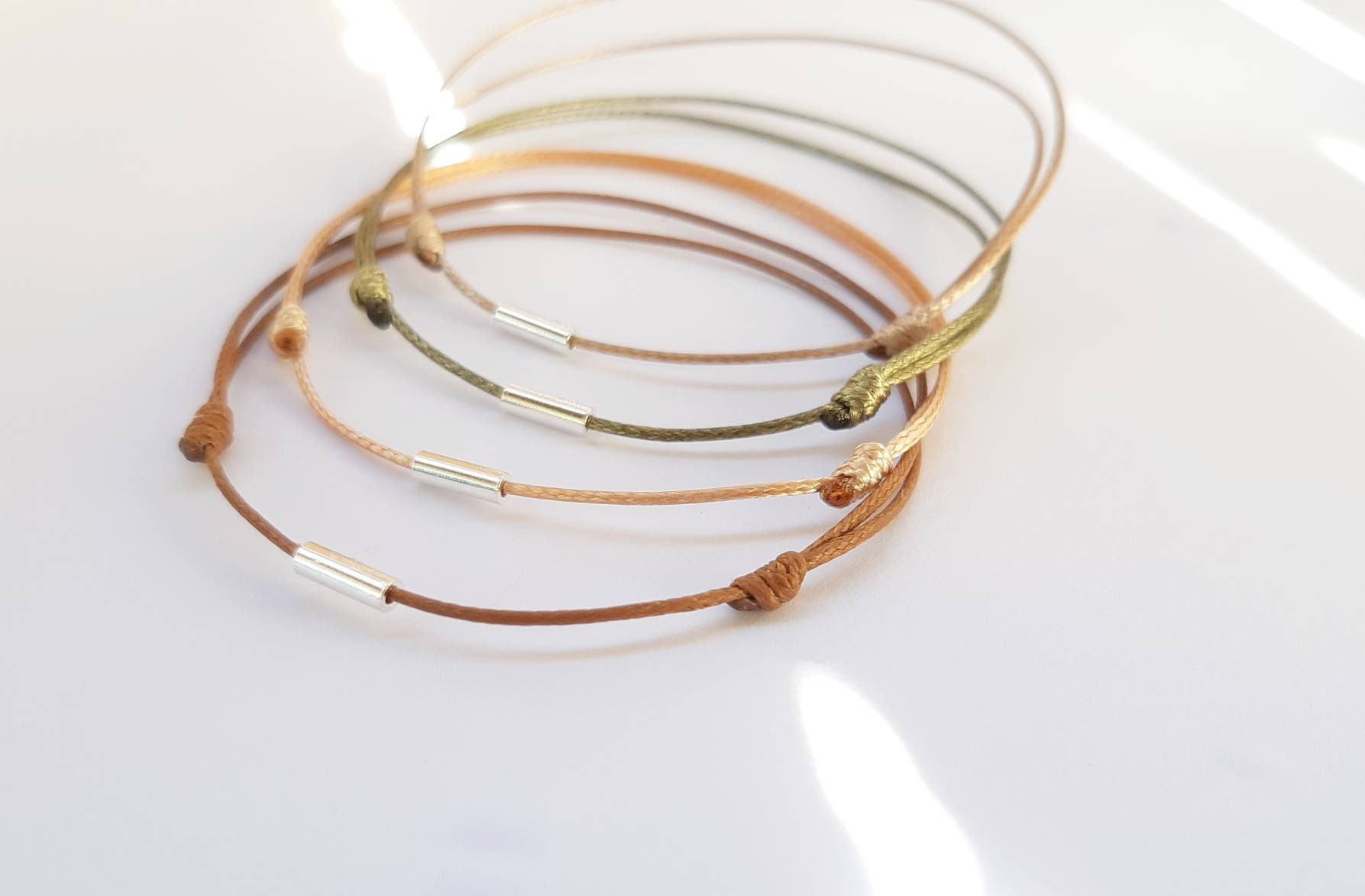 Minimalist String Cord Bracelet With Silver Bead, Gift Idea for Her - Etsy