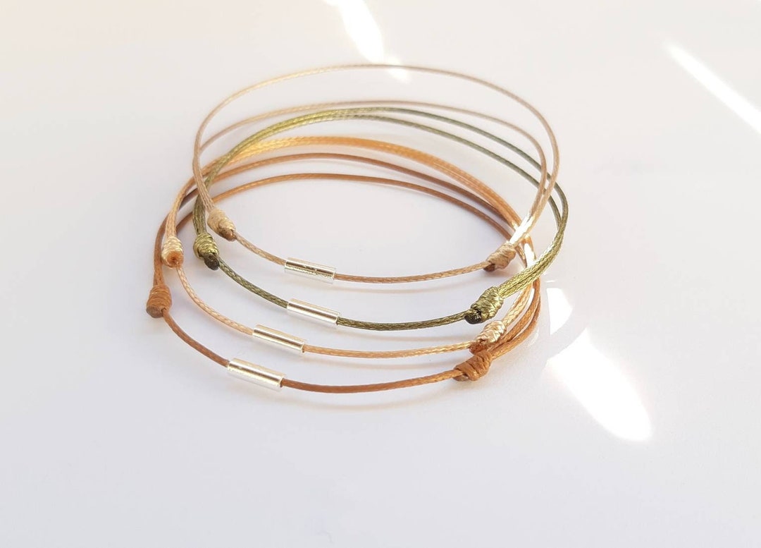 Minimalist String Cord Bracelet With Silver Bead, Gift Idea for Her - Etsy