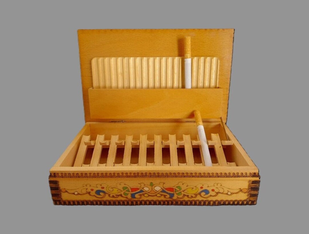 Handcrafted Wooden Cigarette Dispenser Intricate Carvings and Unique ...