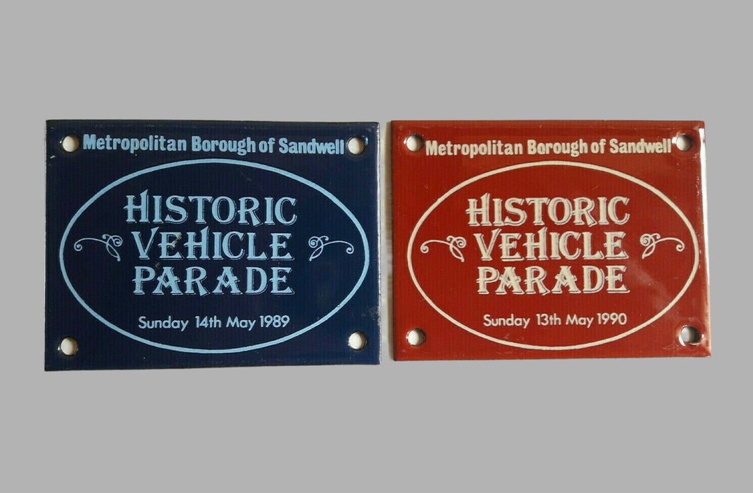 Vintage Enamel Vehicle Signs Set of 2 Metal Plaques for Home Decor ...