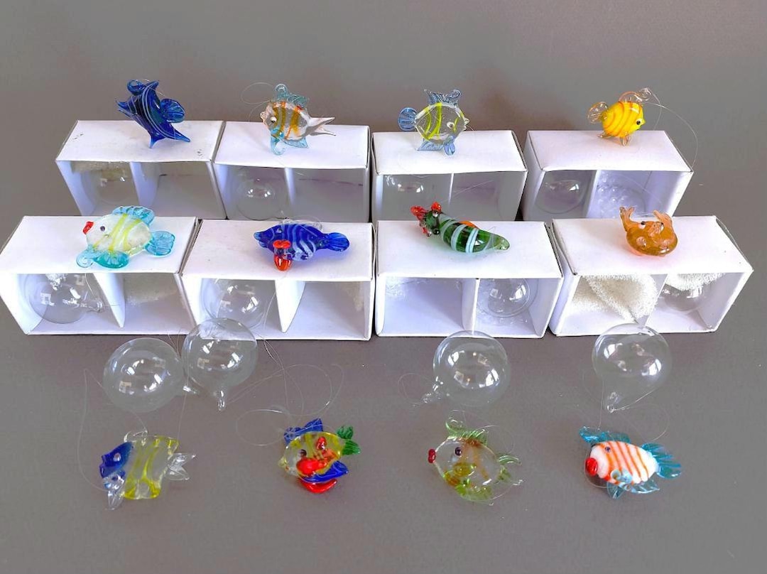 Hand Blown Floating Glass Fish Whimsical Aquarium Ornament Artistic ...