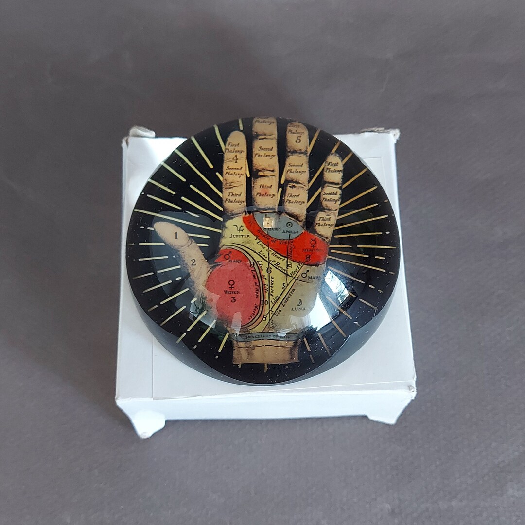 Glass Paperweight Palmistry Hand Palm / Frida Kahlo / Home Office Decor ...