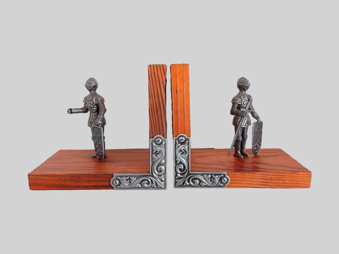 Medieval Knights in Armor Bookends Hand Crafted Unique Design Wooden ...