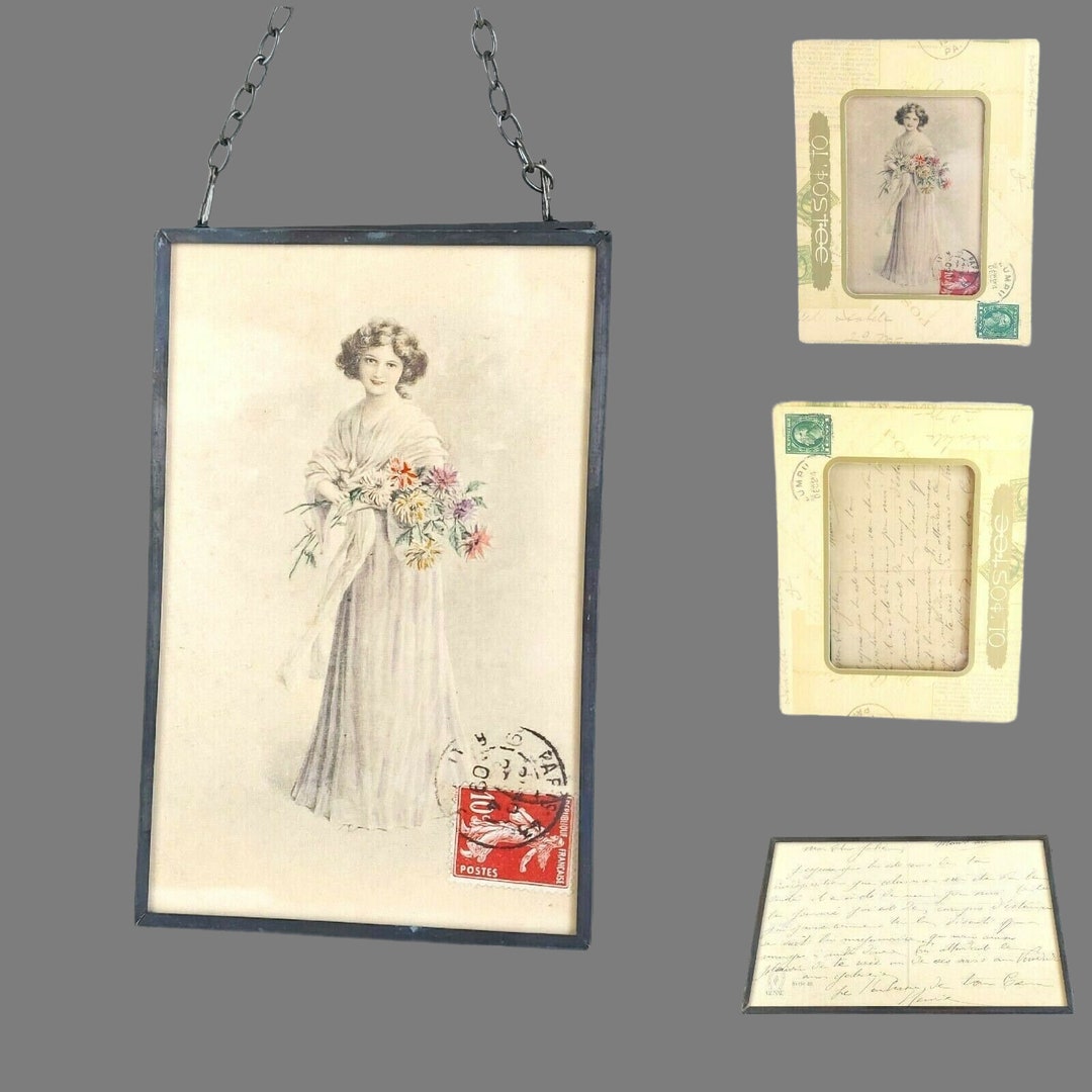Vintage Metal Double Side Frames Set - 2 Elegant Woman & Antique ...