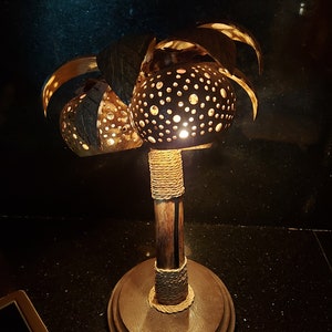 Vintage Coconut Shell Table Lamp Home Decor Unique Novelty - Etsy