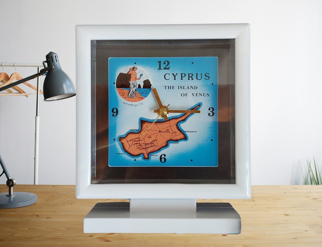 Vintage Japan Quartz Table Clock Cyprus Island Souvenir Retro Home ...