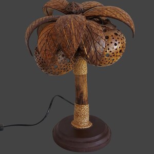 Vintage Coconut Shell Table Lamp Home Decor Unique Novelty - Etsy
