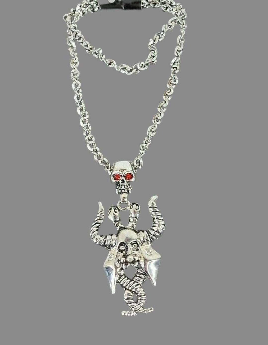 Vampire Skull and Snake Pendant Necklace Gothic Retro Fashion Jewelry ...
